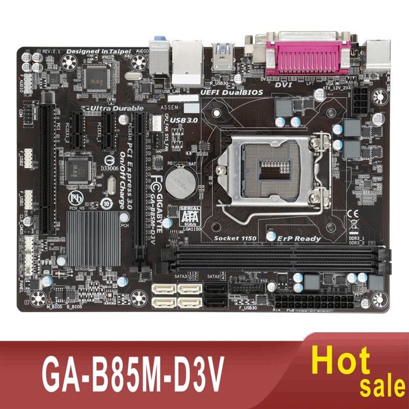 GIGABYTE GA-B85M-D3V Desktop Motherboard B85 Socket LGA 1150 i3 i5 i7 ...