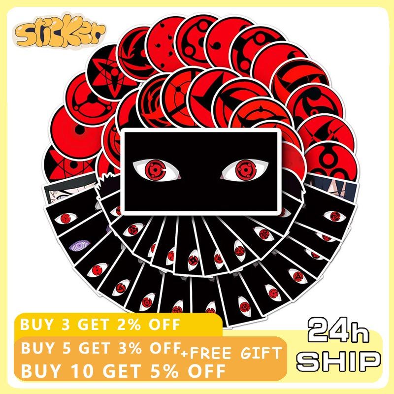 50Pcs Naruto Sharingan Anime Stickers Phone Motorcycle Suitcase DIY ...