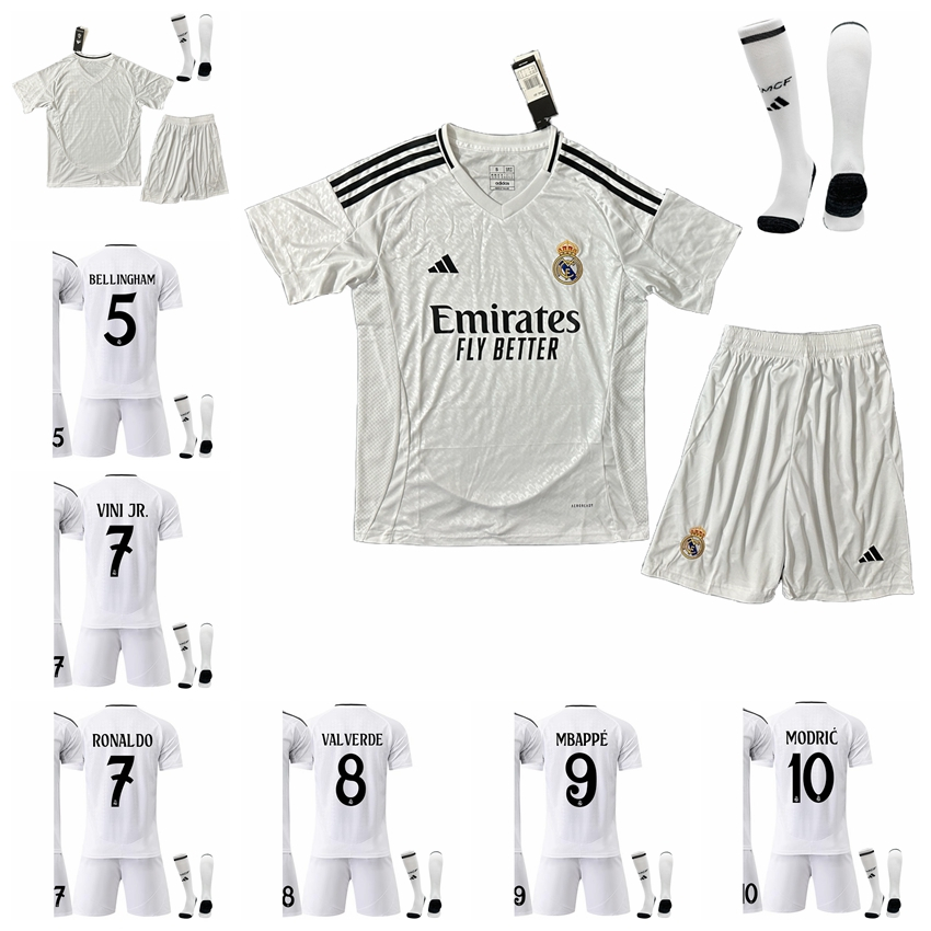 2024-25 Season Real Madrid Home Kids Adult Jersey Sets Bellingham ...