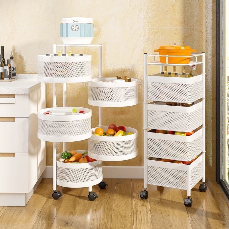 5 Layer Rotatable Square Shelf Box Minimalist Folding Kitchen Storage ...