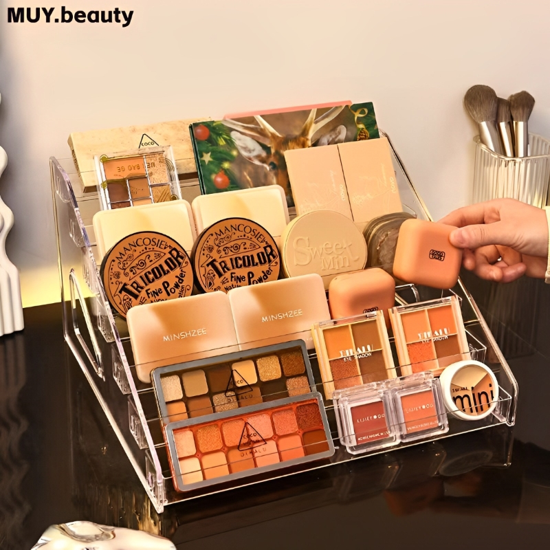 Acrylic Clear Ladder Makeup Storage Box, Multi-layer Eyeshadow Palette ...