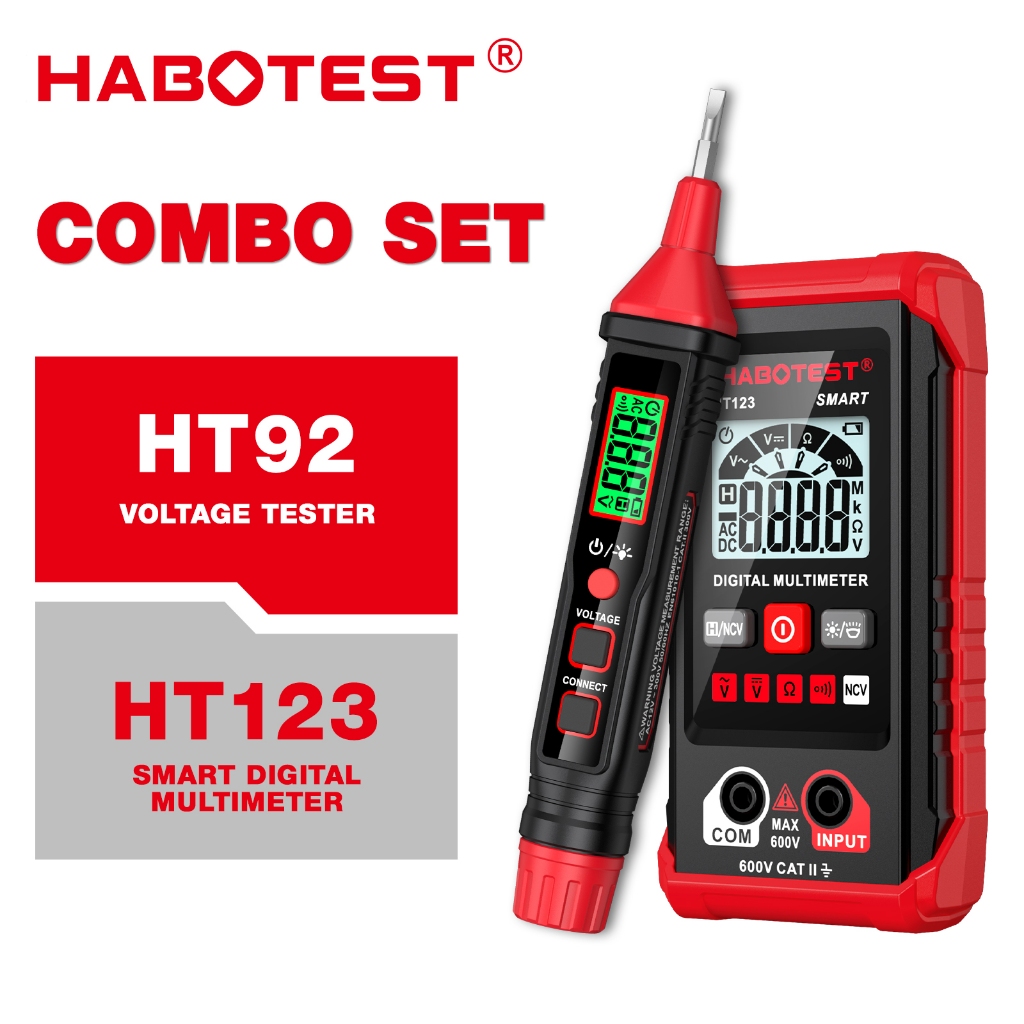 HABOTEST HT92 HT123 Digital Multimeter 600V AC/DC 4000 Counts Smart ...
