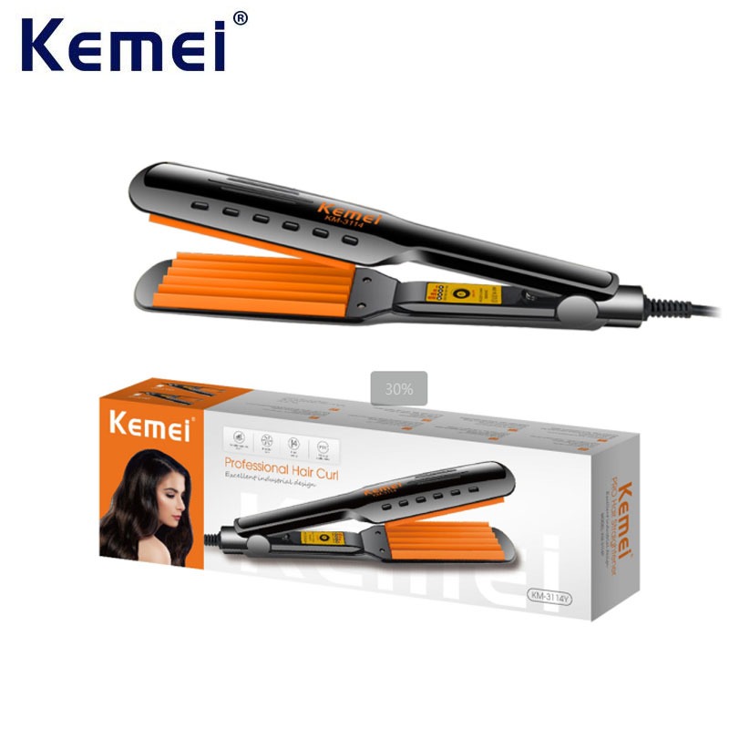 Kemei Professional Hair Crimper Wave Corn Iron Hot Curling Corrugated ...