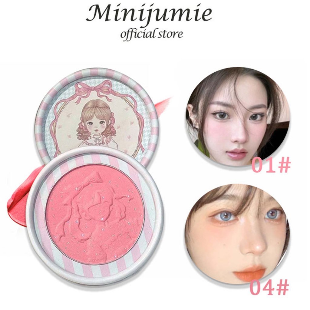 Embossed blush Single color powder Blusher with fine shimmer pink ...