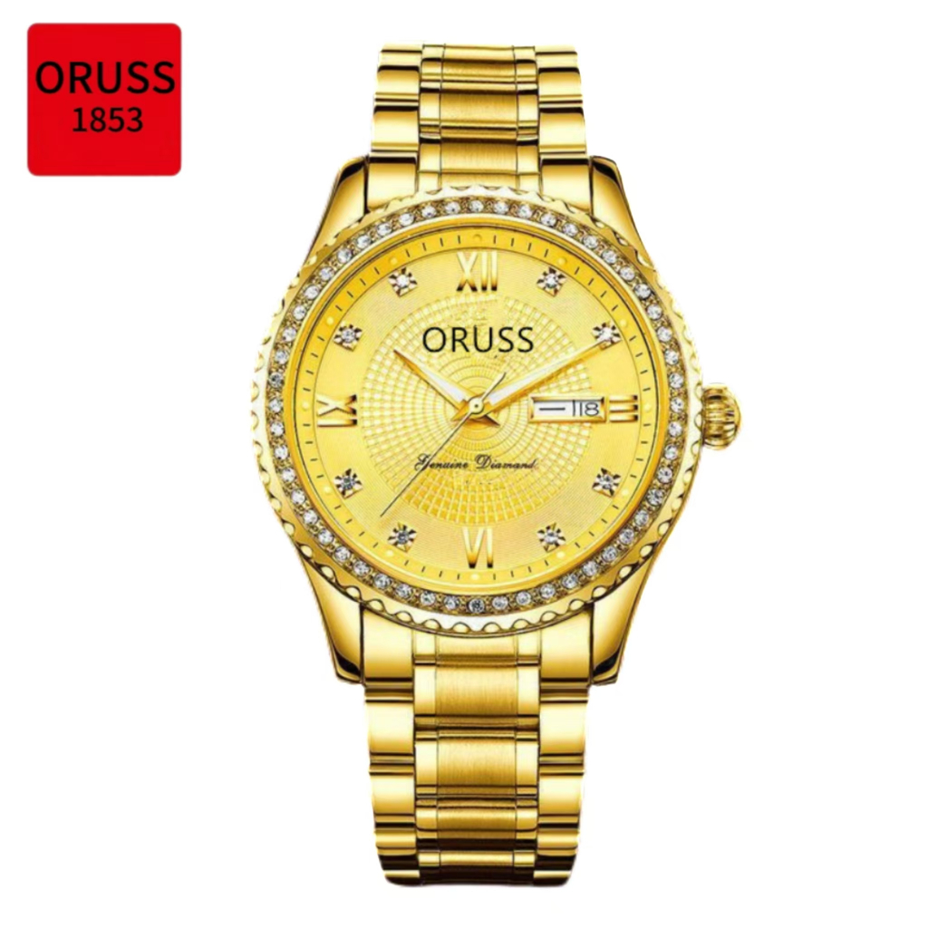 ORUSS Stainless Steel Dual Calendar Luminous Waterproof Ladies Watch ...