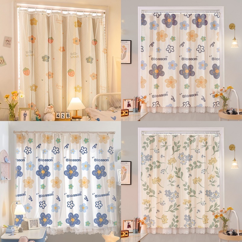 Self-adhesive Magic Paste Curtains Punch-free Soft Character Yarn ...