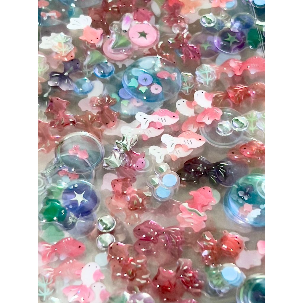 Ohaya |Gilded Goldfish Stickers 3d Crystal Epoxy Stickers diy Handbook ...