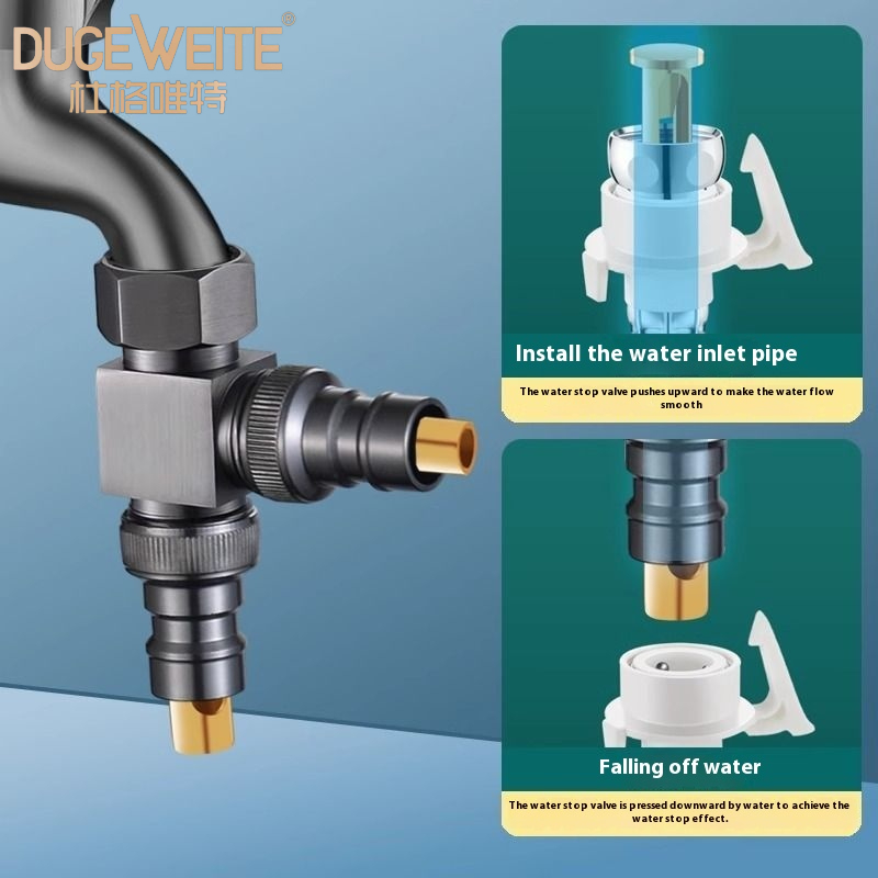 [Ready Stock] Gray Water Divider Angle Valve External Three-way Faucet ...