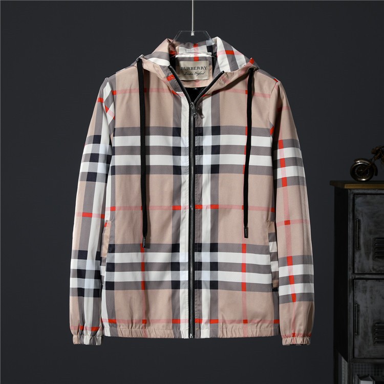 new_BURBERRY men's check varsity bomber jacket blouson coat with hood S ...