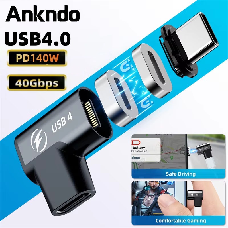 Ankndo Usb C To Type C Adapter 140W Usb4.0 40Gbps Fast Charging Magnet ...