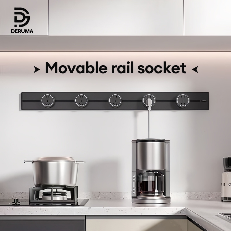 DERUMA Movable Rail Socket Power Track Socket Universal Power Adapter ...