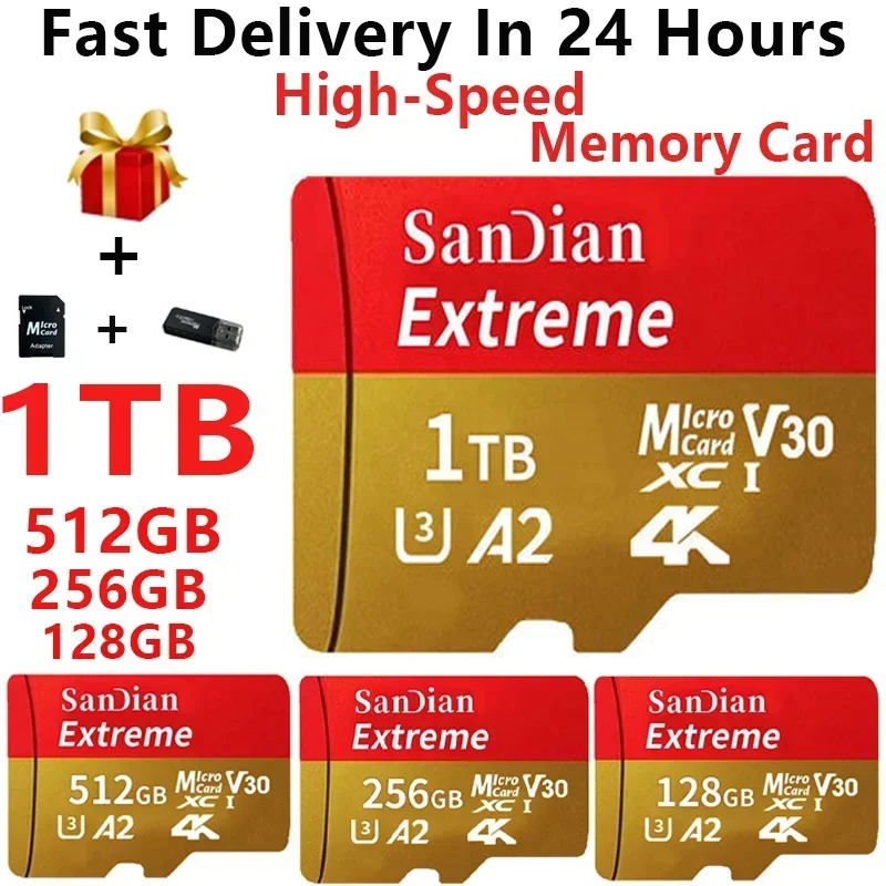 SanDian Original Memory Card U3 V30 4K Micro TF Mini SD Card 2TB 1TB ...