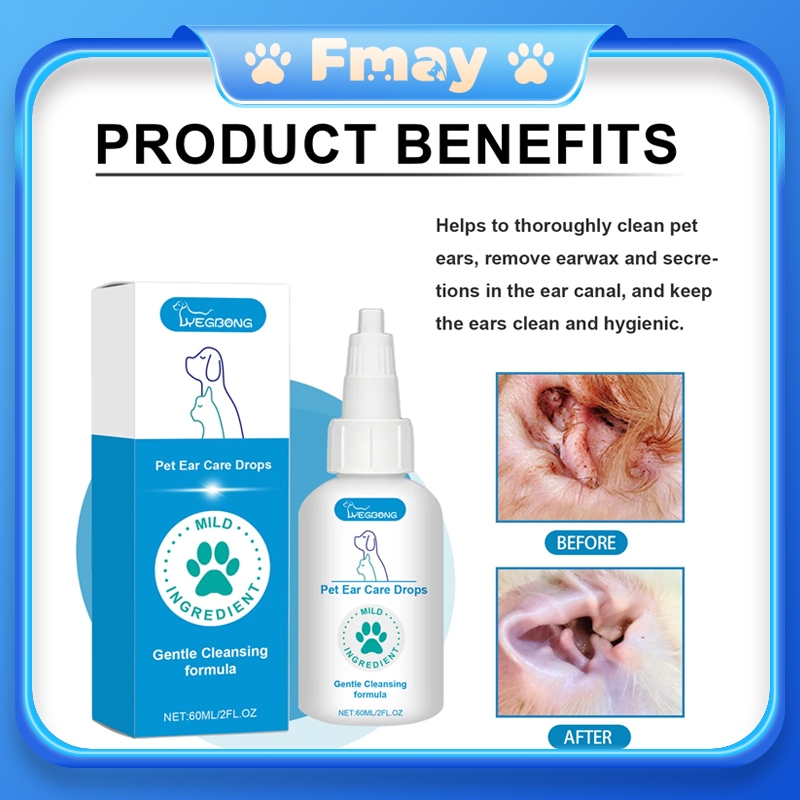Dog Ear Drop Infection Mite Control Ear Wax Canal Cleaning Odor Itching ...