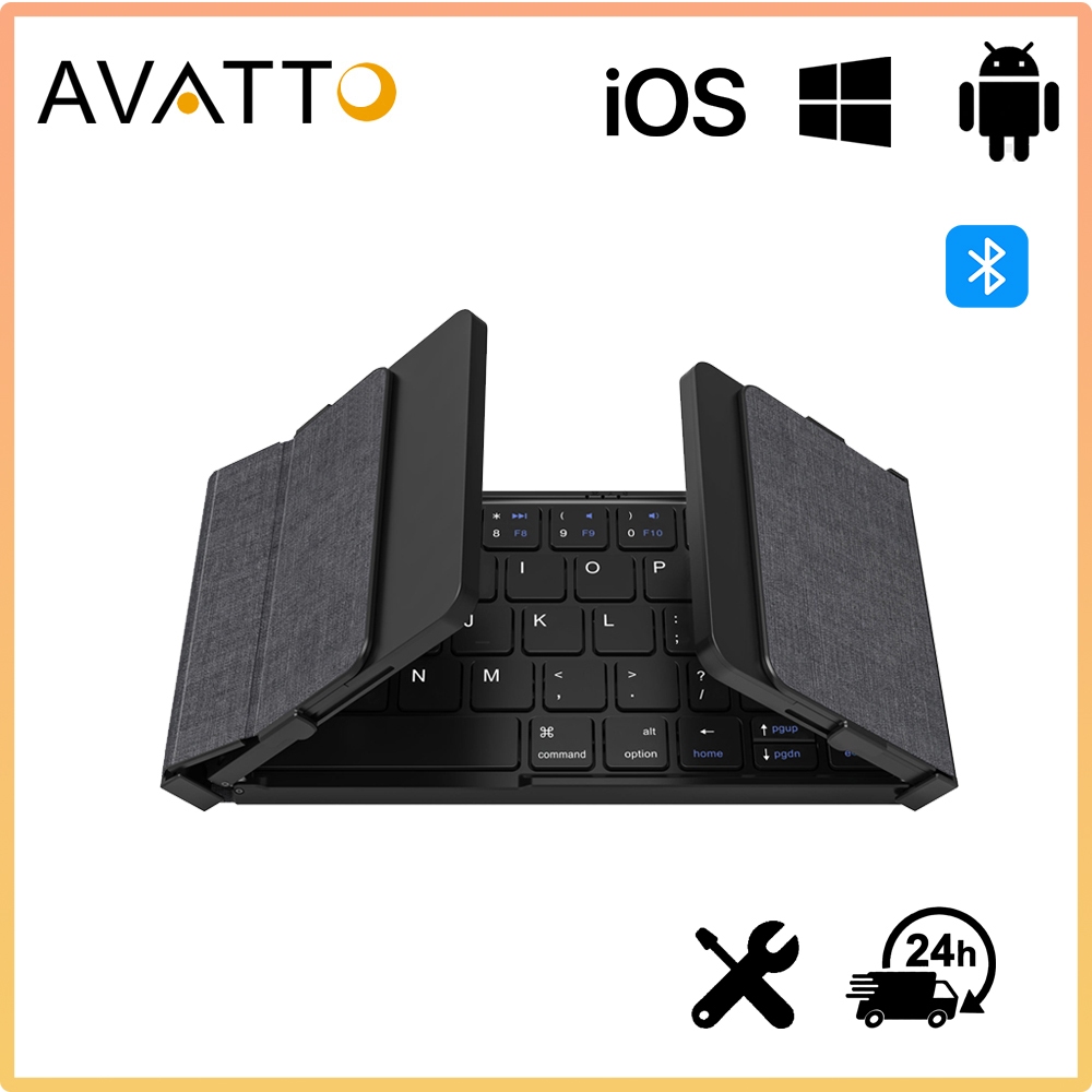 AVATTO Mini Wireless Foldable Portable Keyboard Bluetooth 5.1 With 3 ...