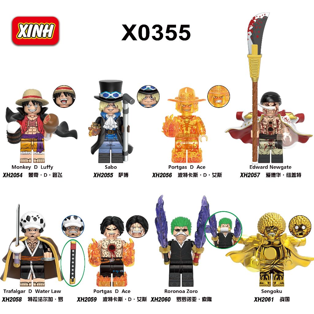 Monkey D. Luffy Building Zoro One Piece Blocks Sengoku Ace Figures Law ...