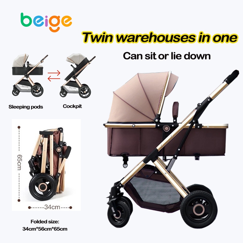 Beige Stroller baby 2 Two Way Foldable for Cabin Compact Stroller Can ...