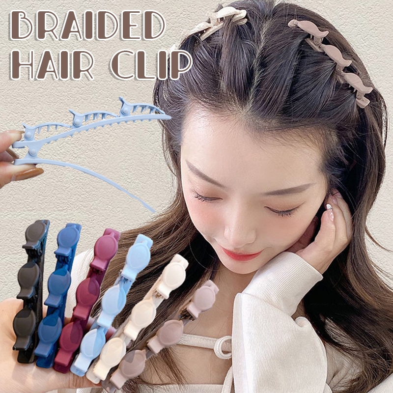Women Korean Fashion Flocked Plastic Braided Hair Clip / Girls Sweet ...