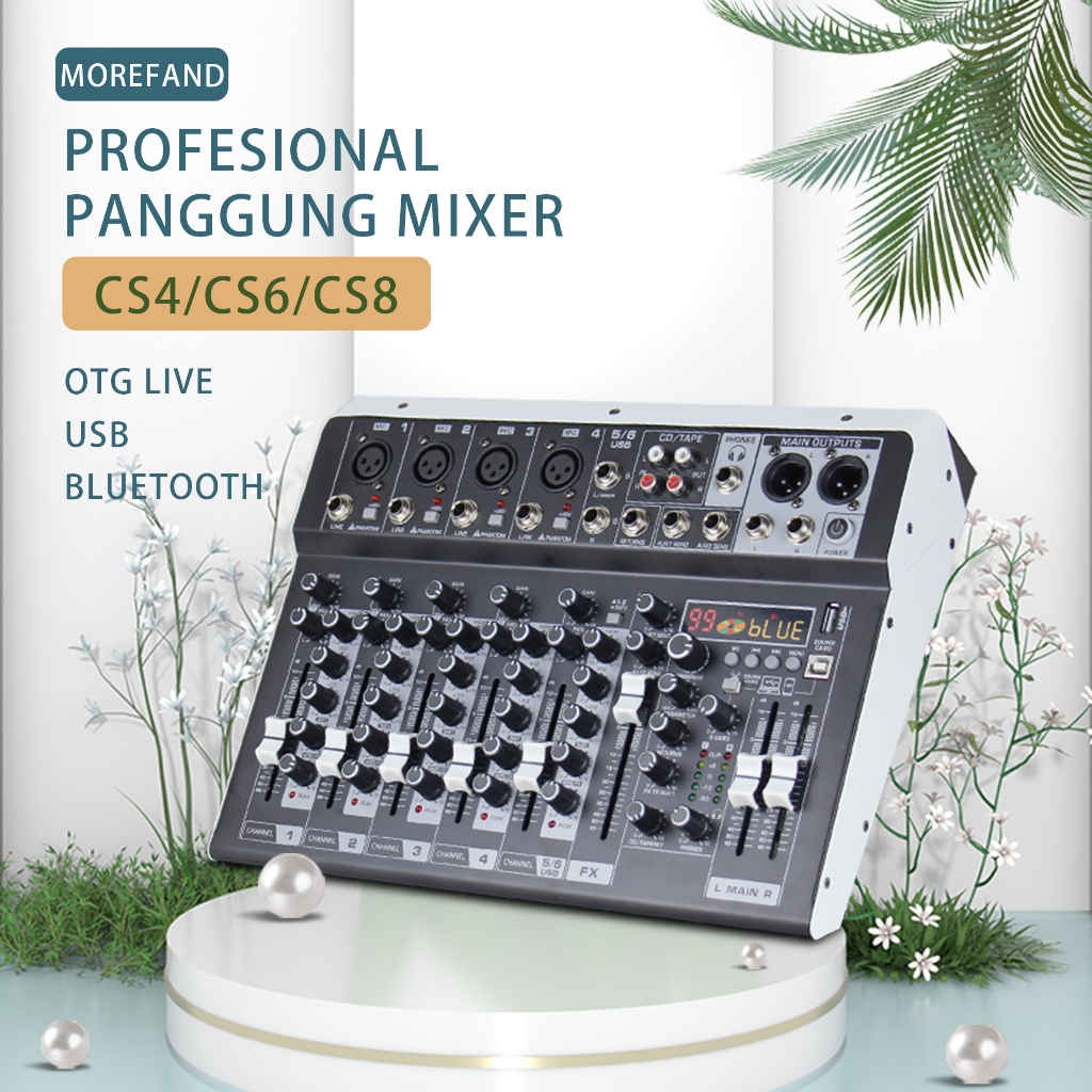 Audio mixer professional CS4/CS6/CS8 MOREFAND 4/6/8 channel mixer, support Bluetooth USB MP3 ...