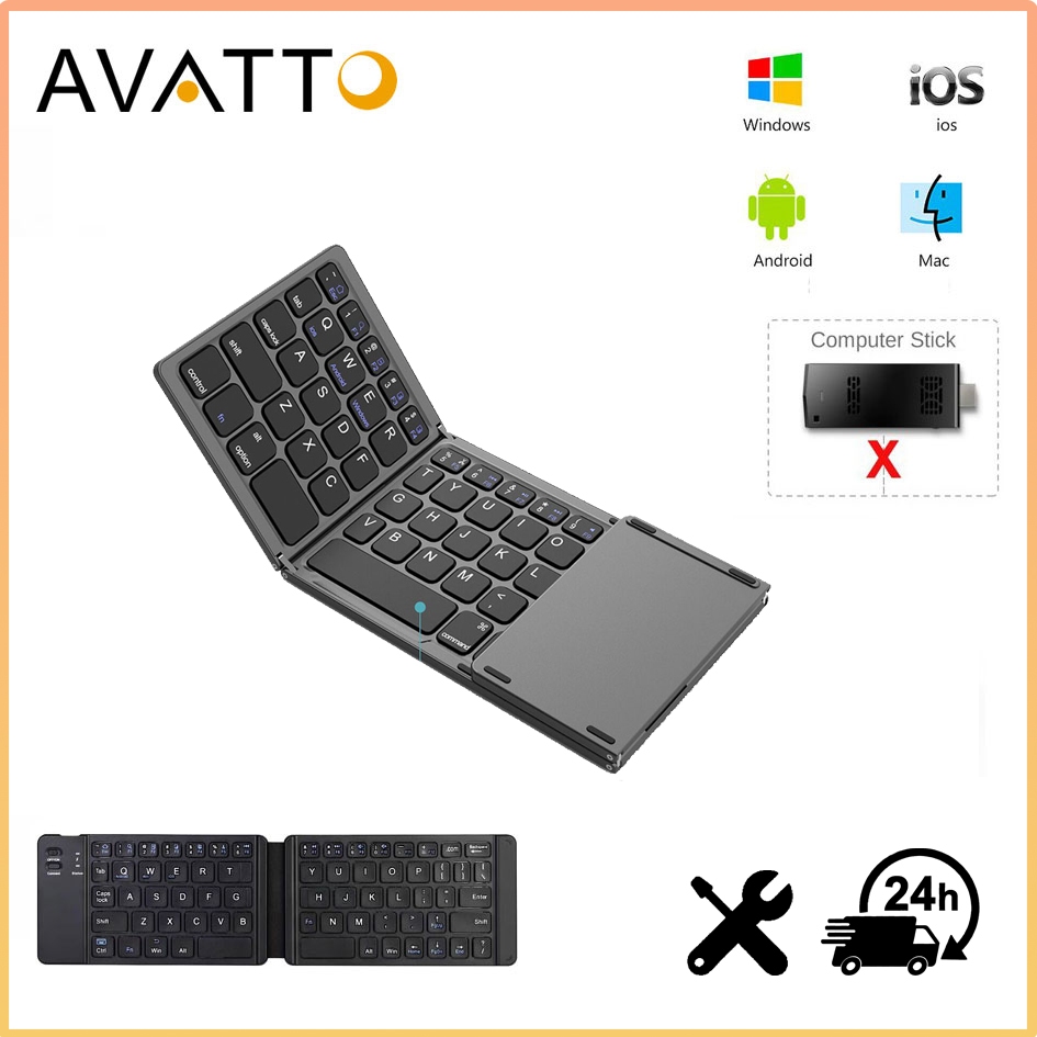 AVATTO Mini Folding Keyboard, Wireless Bluetooth Keyboard with Touchpad ...