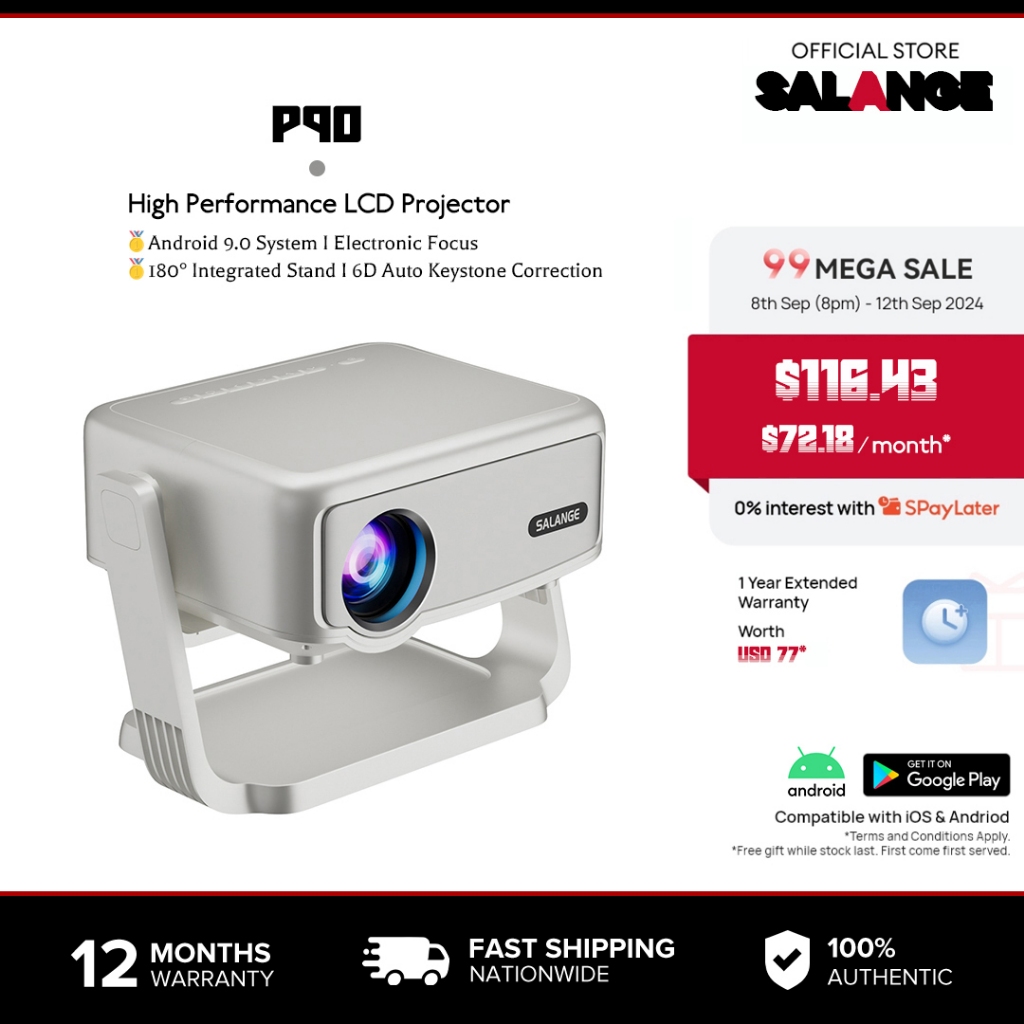 [Electronic Focus] Salange P90 4K Android Projector, with WiFi and ...