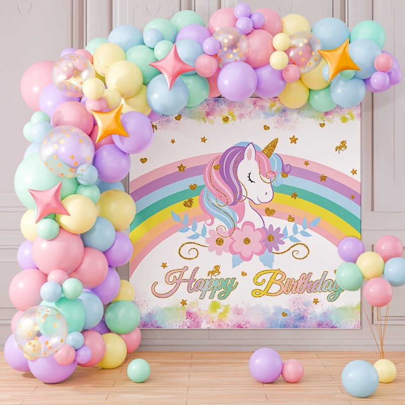 98pcs Rainbow Unicorn Theme Party Decorations Set Flower Unicorn ...