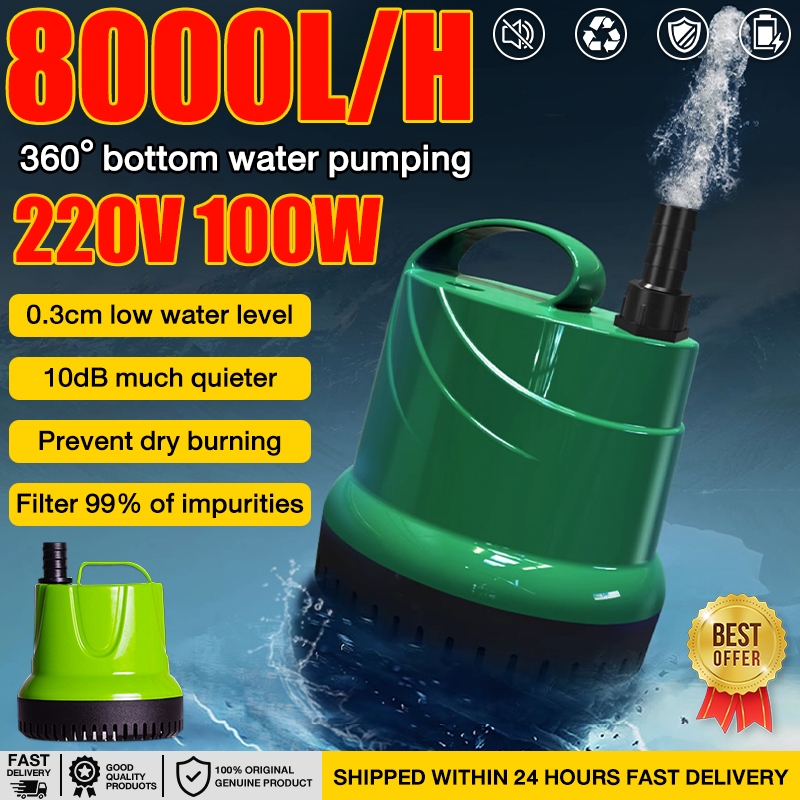 [360° bottom water pumping] 8000L/H aquarium water pump 100W water pump ...