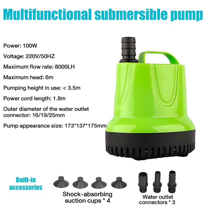 [360° bottom water pumping] 8000L/H aquarium water pump 100W water pump ...