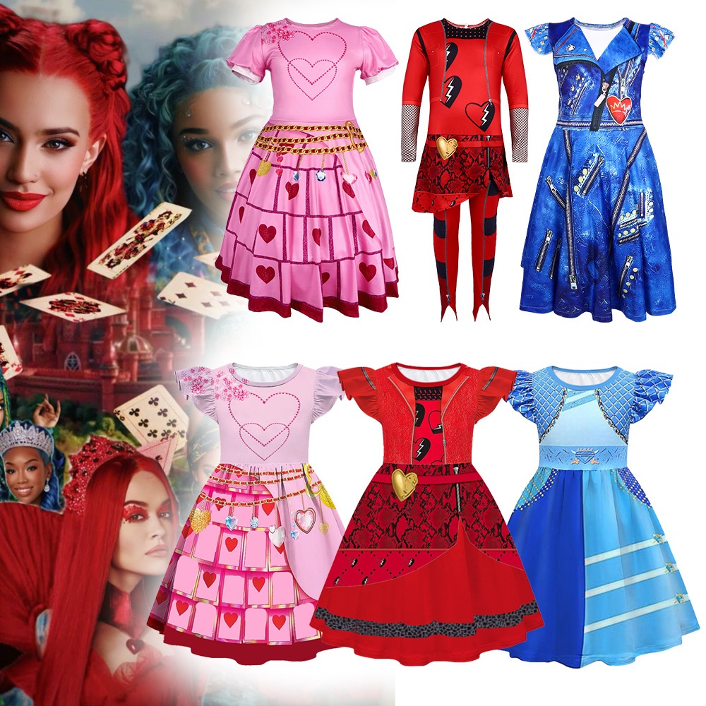 Mal Descendants Costume for Kids, Evie Chloe Red Costume for Girls Boys ...