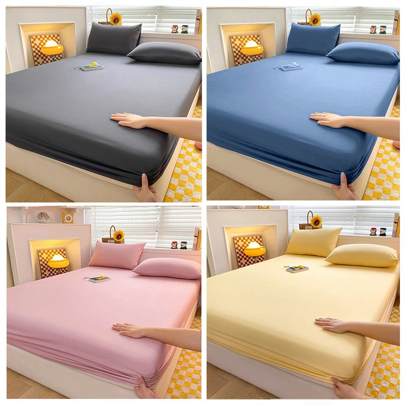 Premium cotton Bedsheet Single Queen King 3in1 Fitted Bedsheet Set ...