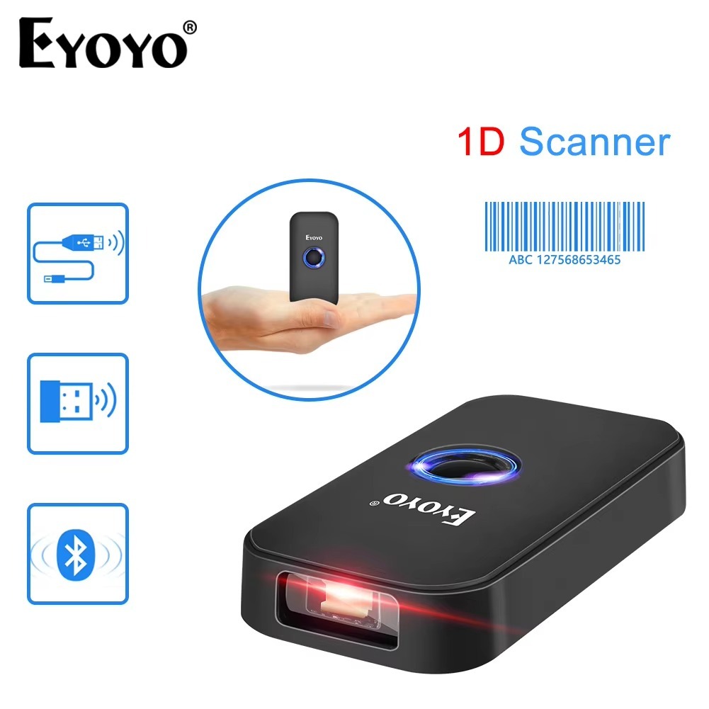 Eyoyo Mini 1D Bluetooth Barcode Scanner, 3-in-1 Bluetooth & USB Wired ...