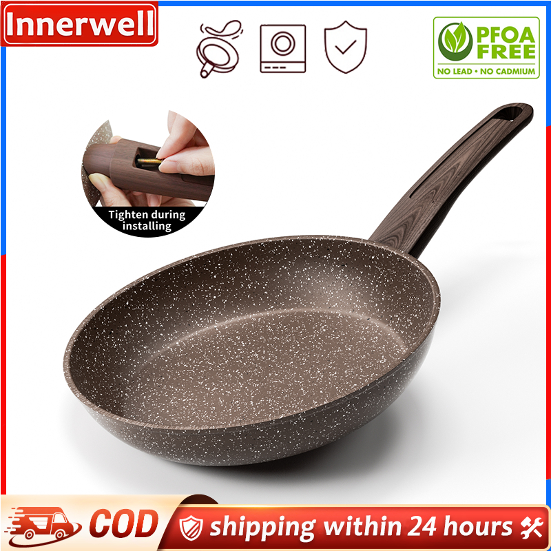 Innerwell Nonstick Frying Pan Skillet 20/24/28cm,Granite Stone Non ...