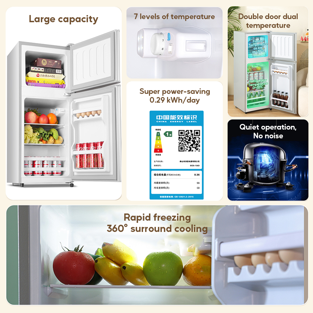 HOMEFUN Mini Refrigerator With Freezer 2 Door Refrigerator Energy ...