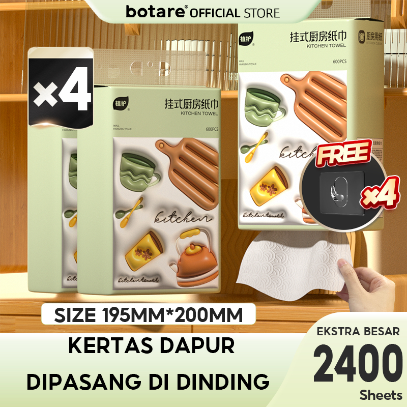 [4 pcs]Botare Kitchen tissue towel Wall-mounted oil-absorbent tissue ...