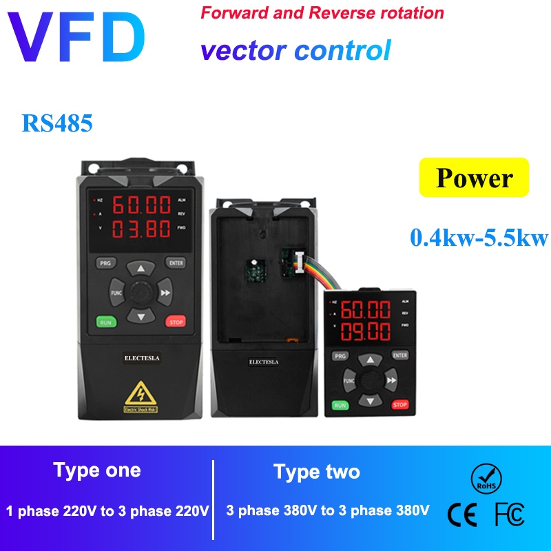 RS485 vfd speed inverter 4KW 5.5KW variable frequency drive frequency ...