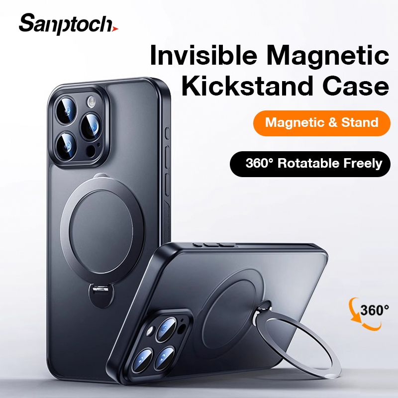 Sanptoch 360° Rotatable Ring Stand Phone Case For iPhone 16 / 15 / 14 ...