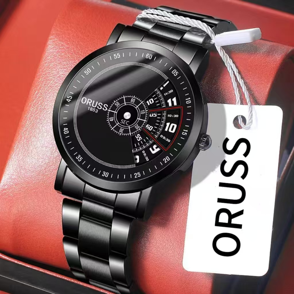 ORUSS Original Men Fashion Luxury Stainless Steel/Leather Unique ...