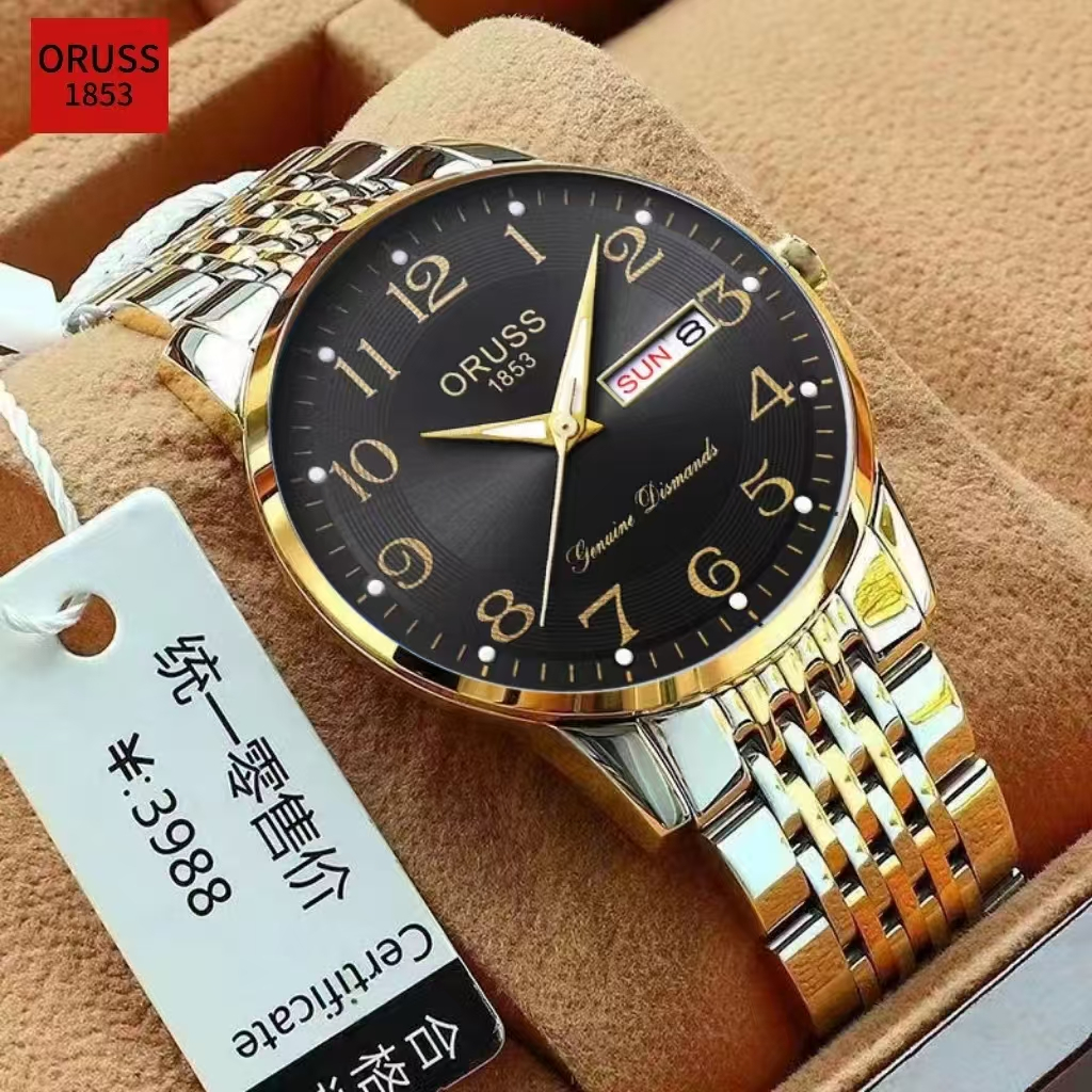 ORUSS Original Men/Women Dual Calendar Luxury Waterproof Stainless ...