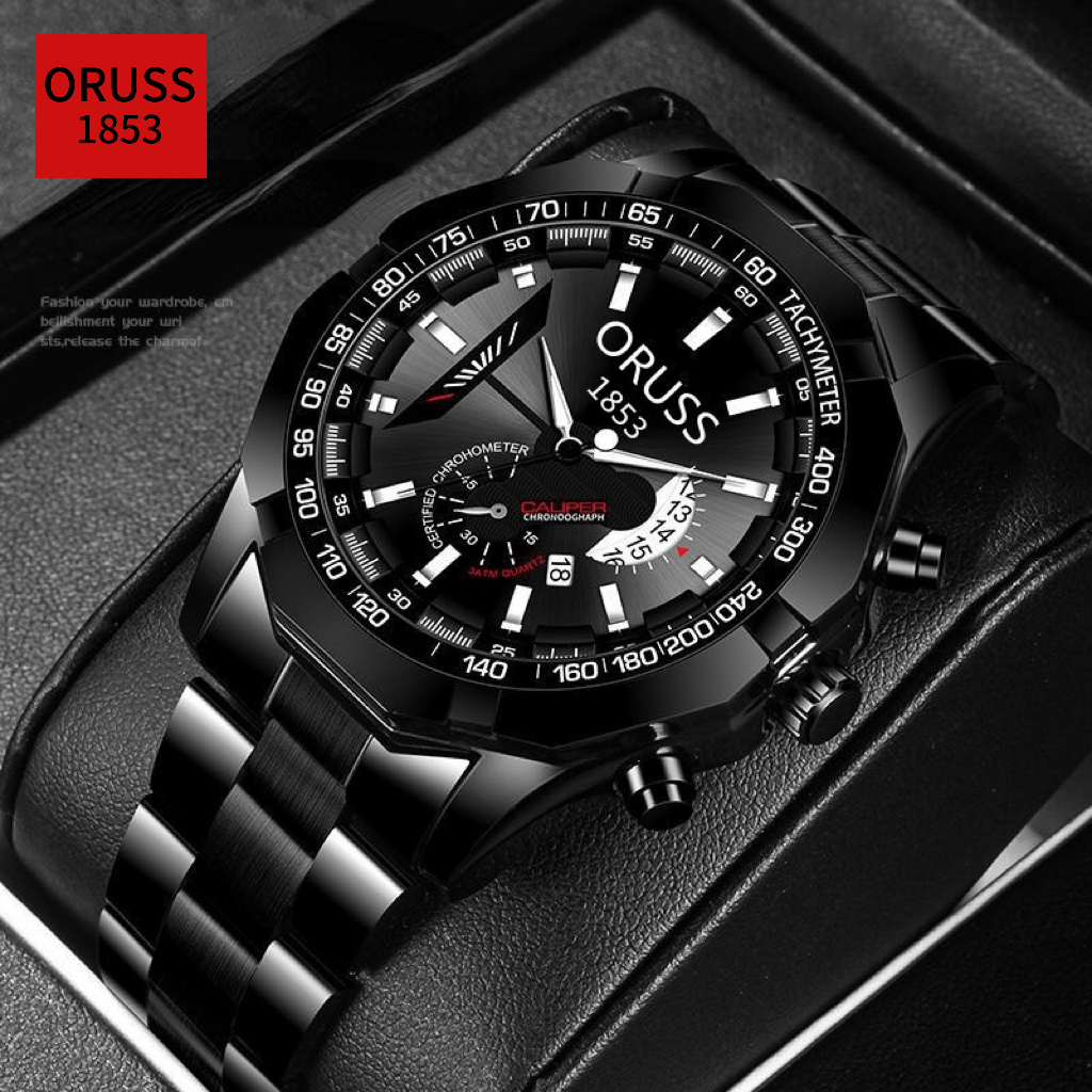 ORUSS 1853 Original Men Stainless Steel Date Waterproof Luxury Business ...