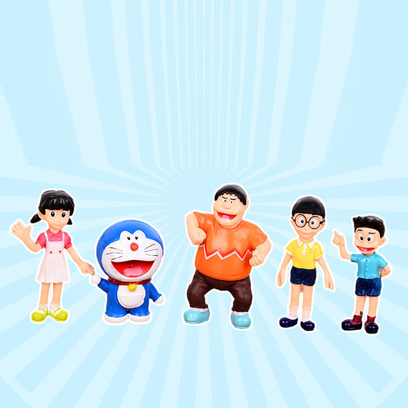 5Pcs 4cm-6cm Anime Figurine Nobita Nobi Figure Shizuka Minamoto Action ...