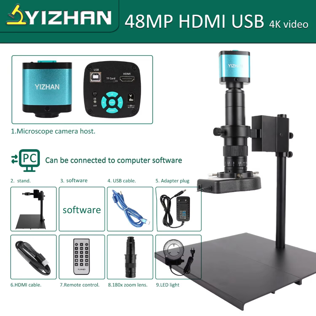 YIZHAN Digital Microscope 4K Video Recording USB HDMI Industrial ...