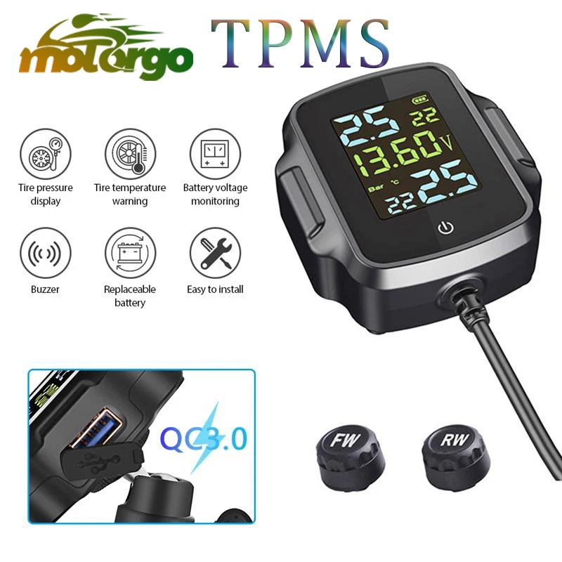 Motorcycle TPMS With QC 3.0 Fast Charging USB Output Motorbike Tire ...