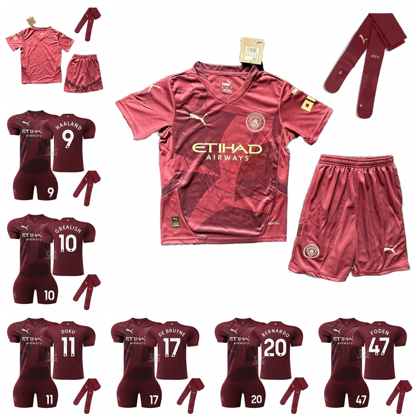 2024-25 Season Manchester City F.C. Second Away Kids Adult Jersey Sets ...