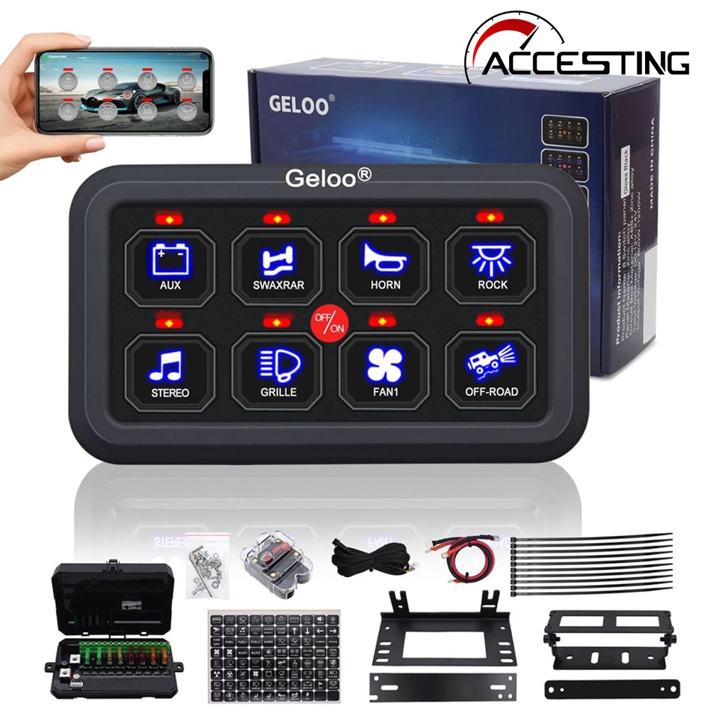 8 Gang Switch Panel Kit, Universal 12V/24V Circuit Control Relay System ...