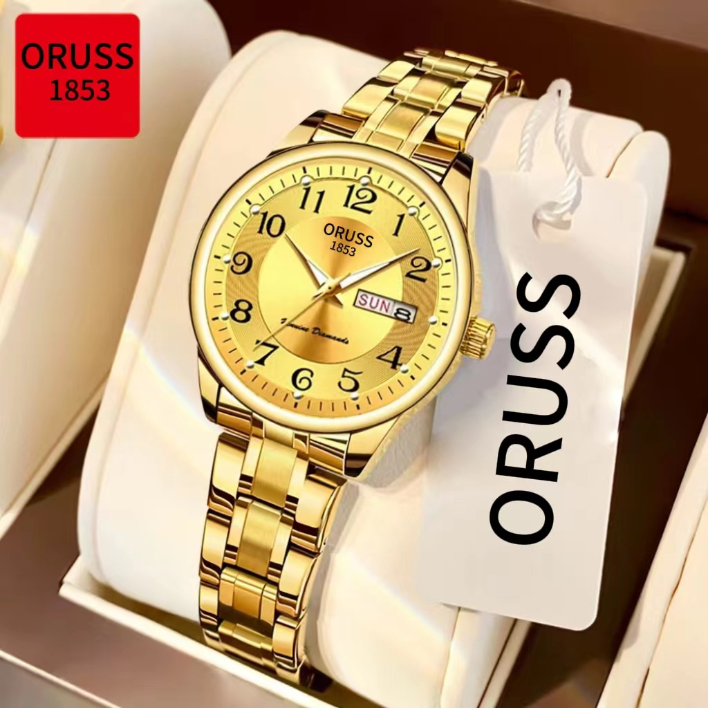 ORUSS Original Women/Men Stainless Steel Dual Calendar Waterproof ...