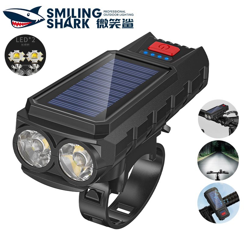 SmilingShark QXD420 Solar Bicycle Light with Horn / Trumpet Lampu ...