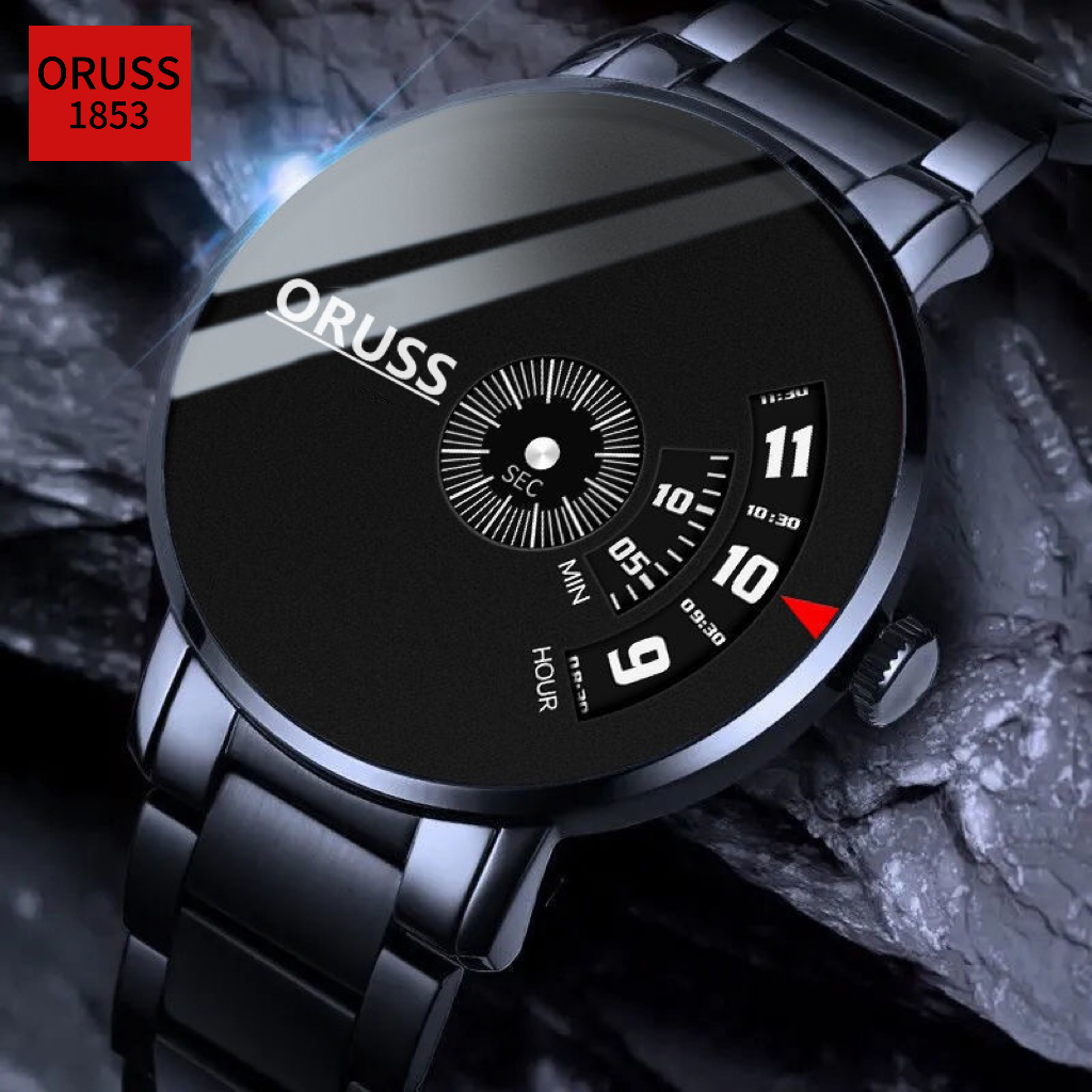 ORUSS Original Men Stainless Steel/Leather Luxury Waterproof Unique ...