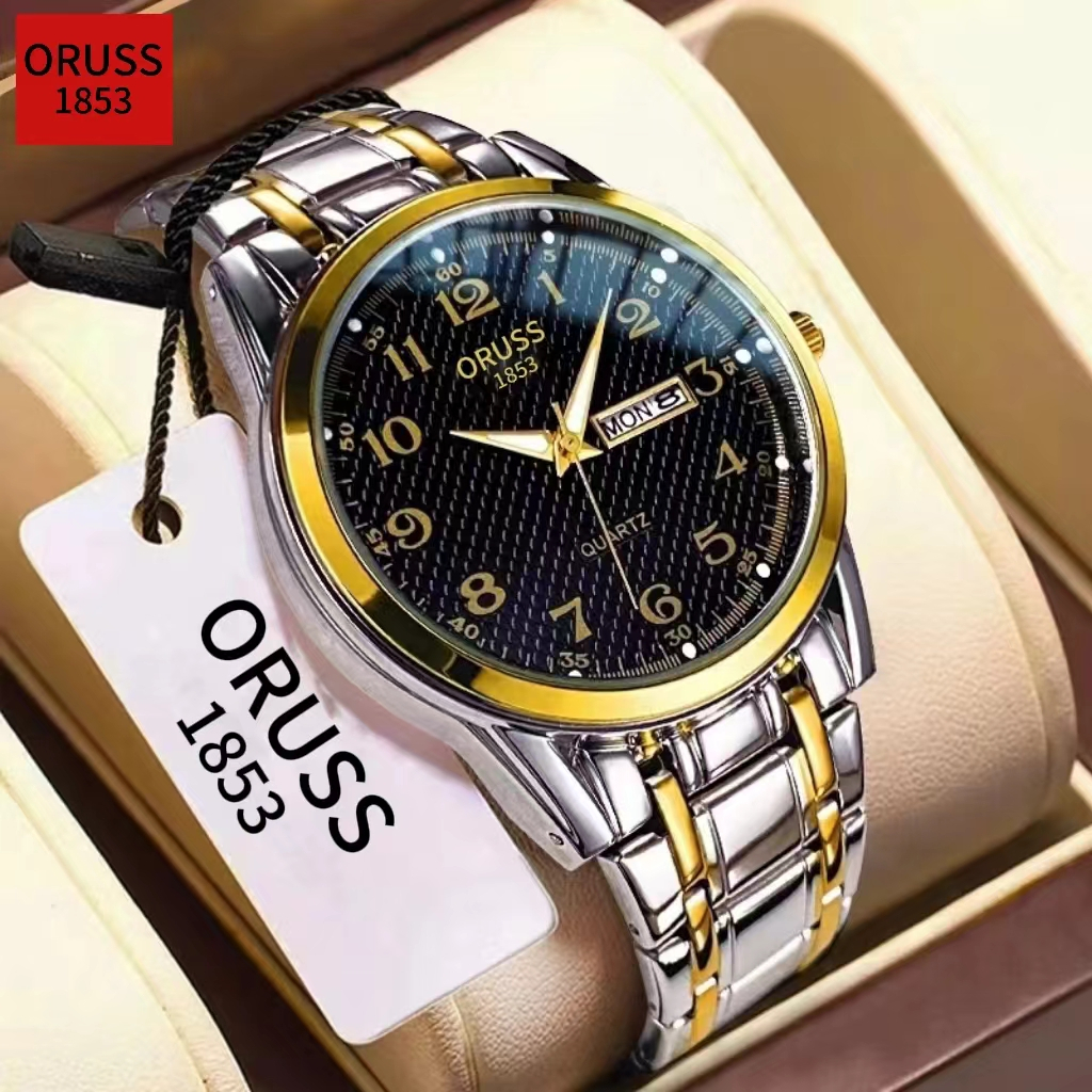 ORUSS Original Men Stainless Steel Dual Calendar Waterproof Luxury ...