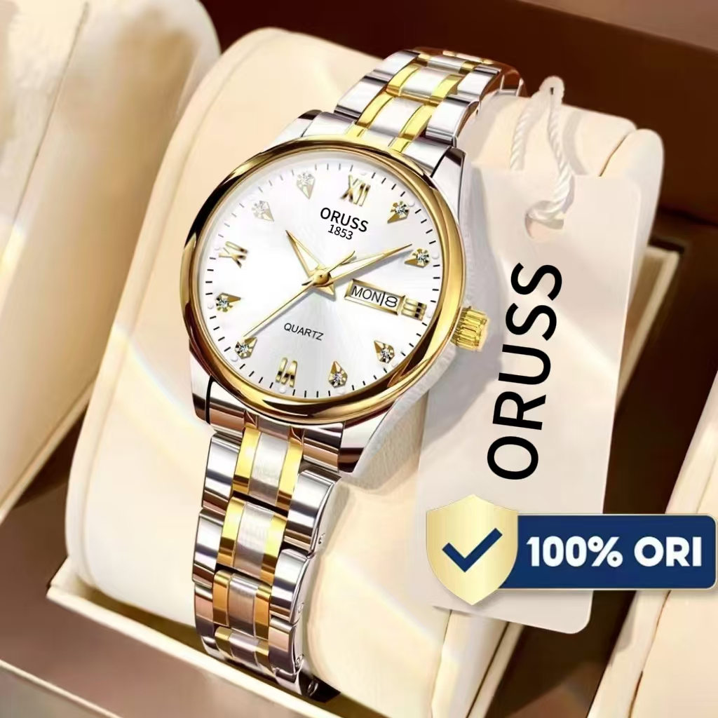 ORUSS Original Women/Men Stainless Steel Dual Calendar Waterproof ...