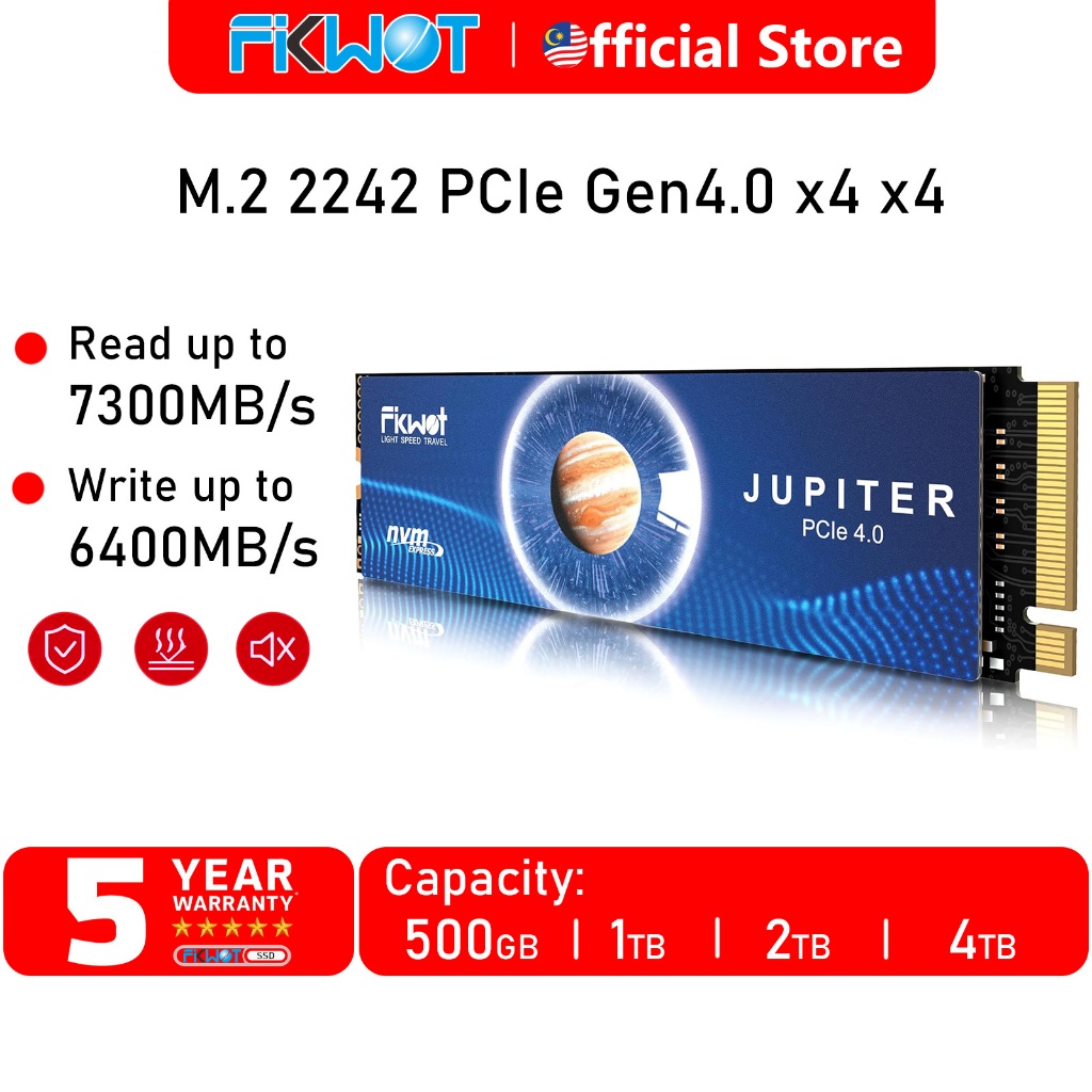 Fikwot FX991 M.2 SSD NVMe SSD M2 2280 PCIe Gen 4x4, Read Up to 6300MB/s, Internal Solid State ...