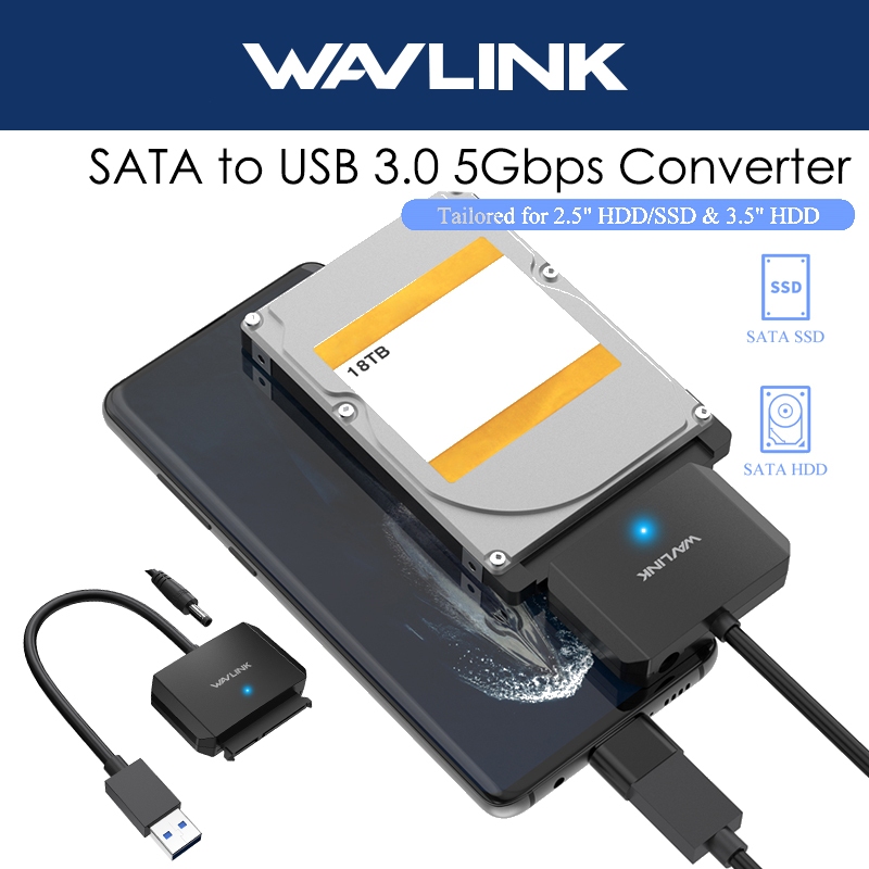 WAVLINK SATA USB Adapter With Power Supply USB 3.0 to SATA Adapter For ...